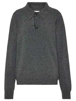 MAISON MARGIELA Polo Sweater In Wool With Draped Collar - Grey