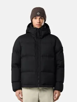 Stone Island Ripstop Down Jacket With Removable Hood