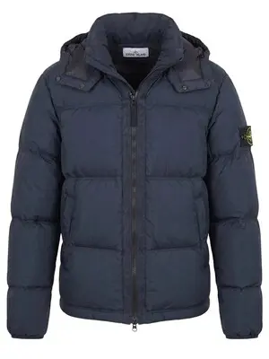 Stone Island Ripstop Down Jacket With Removable Hood - Blue