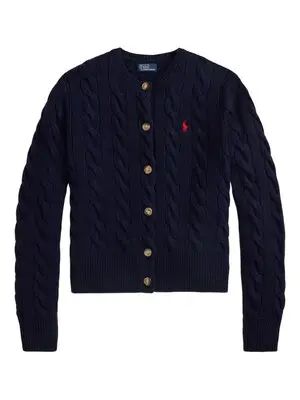 Polo Ralph Lauren Crew Neck Cable Knit Wool Blend Cardigan