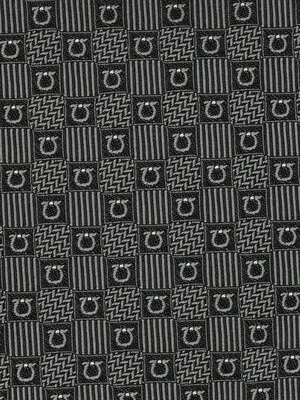 FERRAGAMO Jacquard Silk Tie With Gancini Pattern - Grey