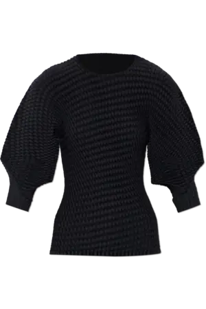 Issey Miyake Pleated Short-sleeve Top - Black