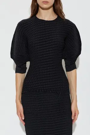 Issey Miyake Pleated Short-sleeve Top
