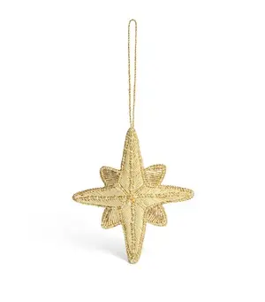 Harrods Beaded Star Tree Decoration - Gold