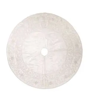 Harrods Velvet Embroidered Floral Tree Skirt - White