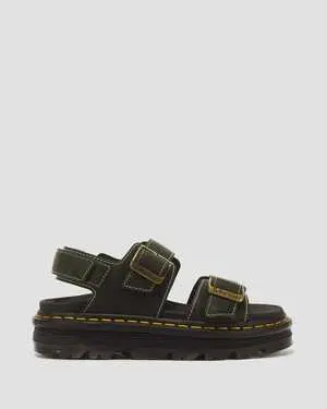 Dr. Martens Zebzag Crazy Horse Leather Sandals - Green