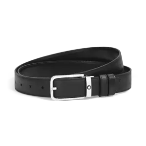 Montblanc 30 Mm Reversible Belt In Sartorial With Rectangular Buckle - Black