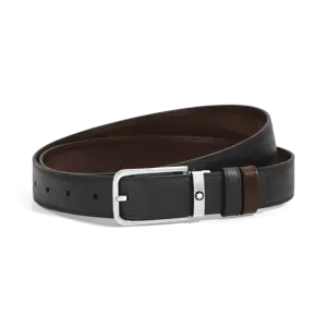 Montblanc 30 Mm Reversible Sartorial Leather Belt With Rectangular Buckle - Black/ebony