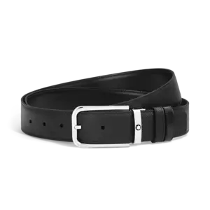 Montblanc 35 Mm Reversible Belt In Sartorial With Rectangular Buckle - Black