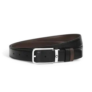 Montblanc Mm Reversible Belt In Meisterstück With Rectangular Buckle - Black/ebony