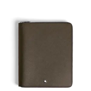 Montblanc Small Notebook Holder With Zip In Sartorial - Khaki
