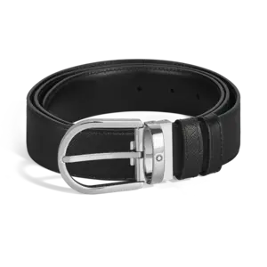 Montblanc Horseshoe Mm Reversible Belt In Sartorial - Black