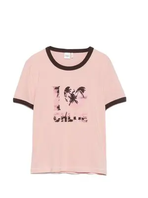 Chloé Printed Cotton T-shirt - Pink