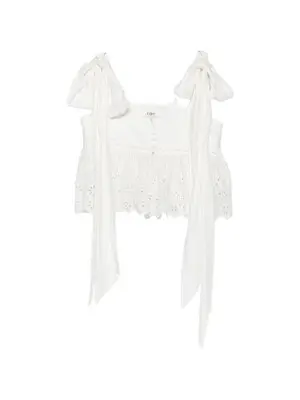 Chloé Embroidered Top - White