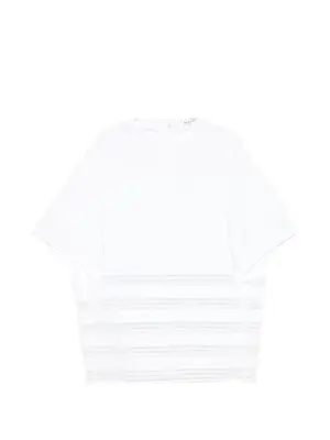 Alaïa Cotton Round Neck Dress With Sheer Stripe Detail