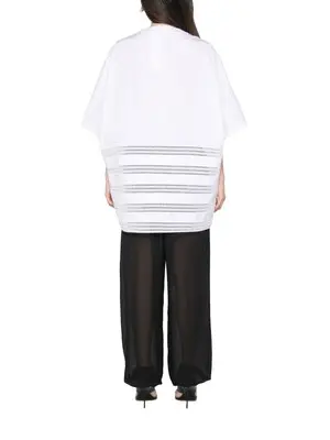 Alaïa Cotton Round Neck Dress With Sheer Stripe Detail