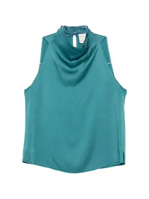 FORTE_FORTE Satin Turtle-neck Top - Green