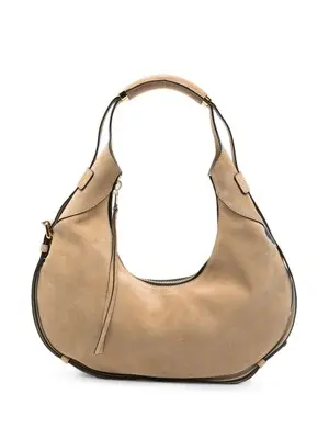 Moschino Handle Me Leather Shoulder Bag - Beige