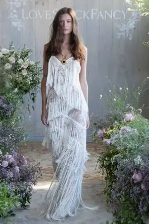 LoveShackFancy Delphi Fringe Lace Gown