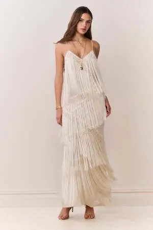 LoveShackFancy Delphi Fringe Lace Gown