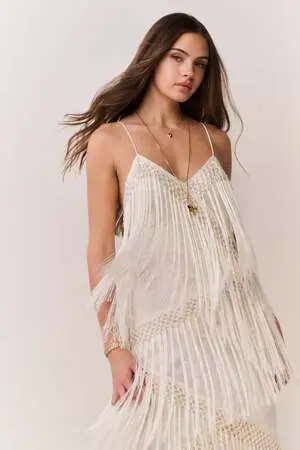 LoveShackFancy Delphi Fringe Lace Gown