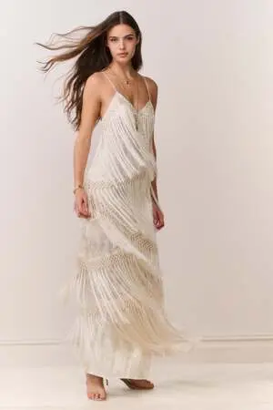 LoveShackFancy Delphi Fringe Lace Gown
