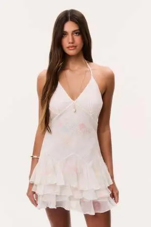 LoveShackFancy Adrinette Silk Chiffon Mini Dress