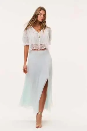 LoveShackFancy Sybel Silk Chiffon Maxi Skirt