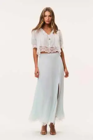 LoveShackFancy Sybel Silk Chiffon Maxi Skirt