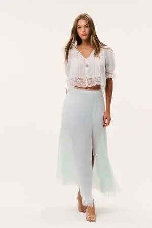 LoveShackFancy Sybel Silk Chiffon Maxi Skirt