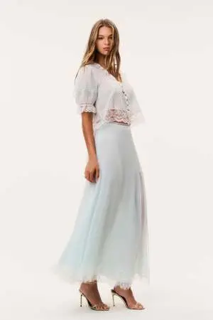 LoveShackFancy Sybel Silk Chiffon Maxi Skirt