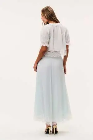 LoveShackFancy Sybel Silk Chiffon Maxi Skirt