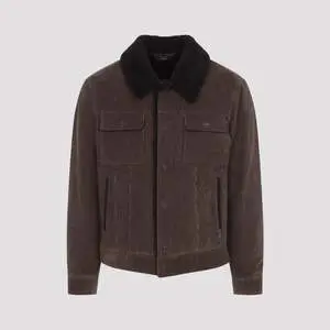 TOM FORD 900 Wale Cord Shearling-collar Trucker Coat