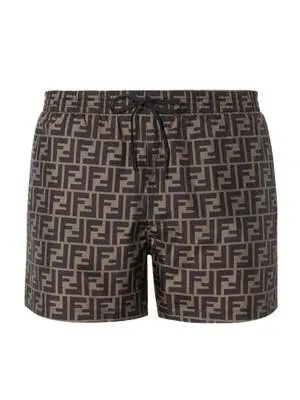 Fendi Ff Motif Swim Trunks - Marrone