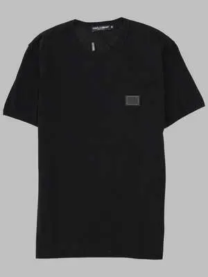 Dolce & Gabbana Cotton Crewneck T-shirt With Chest Patch - Black