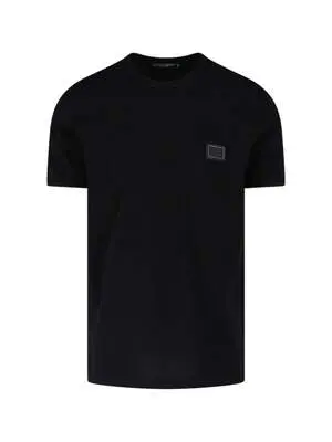Dolce & Gabbana Cotton Crewneck T-shirt With Chest Patch - Black