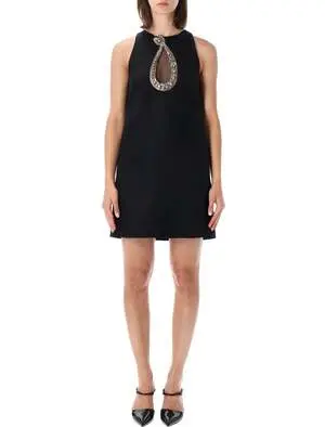 Valentino Garavani Embellished Wool-silk Mini Dress - Nero