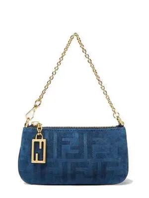 Fendi Mini Handbaguette Clutch With Zip Closure And Chain