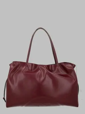 Tory Burch Shopping Tote Bag With Drawstring Closure - Bordeaux