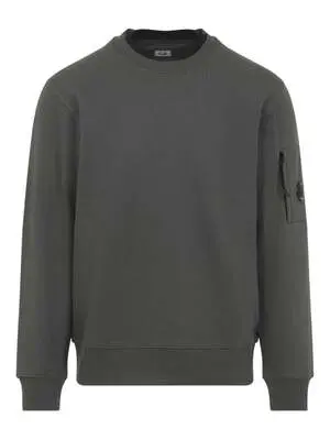 C.P. COMPANY Ribbed Crewneck Sweater With Lens Pocket - Grigio