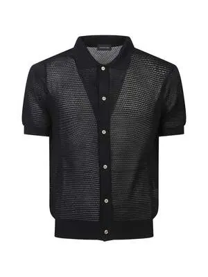 Tagliatore Classic Knit Shirt With Button Closure - Black