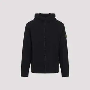 Stone Island Cotton Full Zip Hoodie - Black