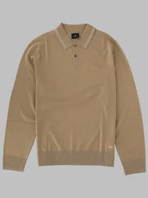 Paul Smith 100% Merino Wool Polo Shirt - Brown