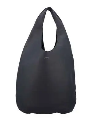 A.p.c. Structured Leather Handbag With Embossed Logo - Nero