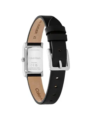 Calvin Klein Rectangular Sunray Dial Leather Strap Watch