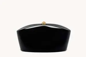 Rocio Twiggy Sculptural Wood Clutch With Chain Strap - Midnight Black
