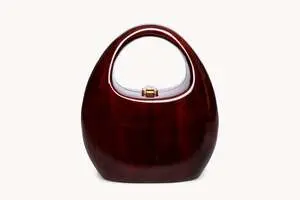 Rocio Viola Sculptural Wooden Handbag - Dark Brown