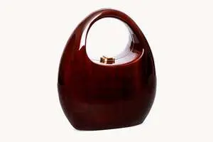 Rocio Viola Sculptural Wooden Handbag - Dark Brown