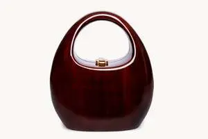 Rocio Viola Sculptural Wooden Handbag - Dark Brown