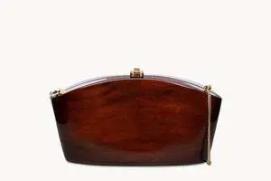 ROCIO ROCIO Twiggy Sculptural Wooden Clutch With Chain Strap
